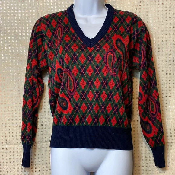 hemingway point | Sweaters | Vintage Hemingway Point Argyle Paisley ...